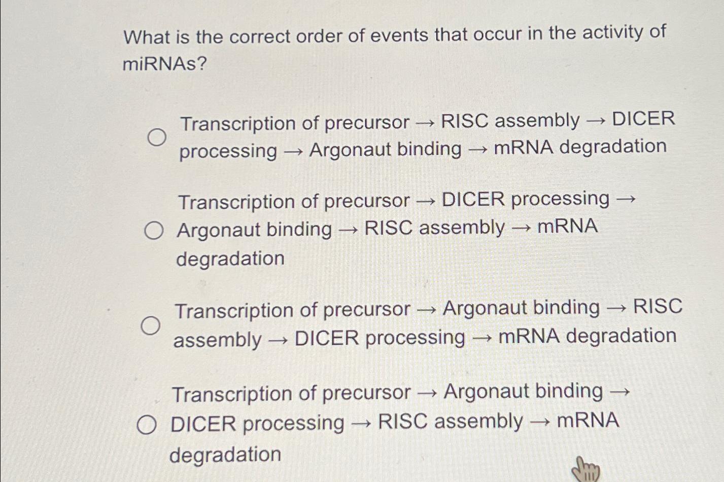 Solved What is the correct order of events that occur in the | Chegg.com