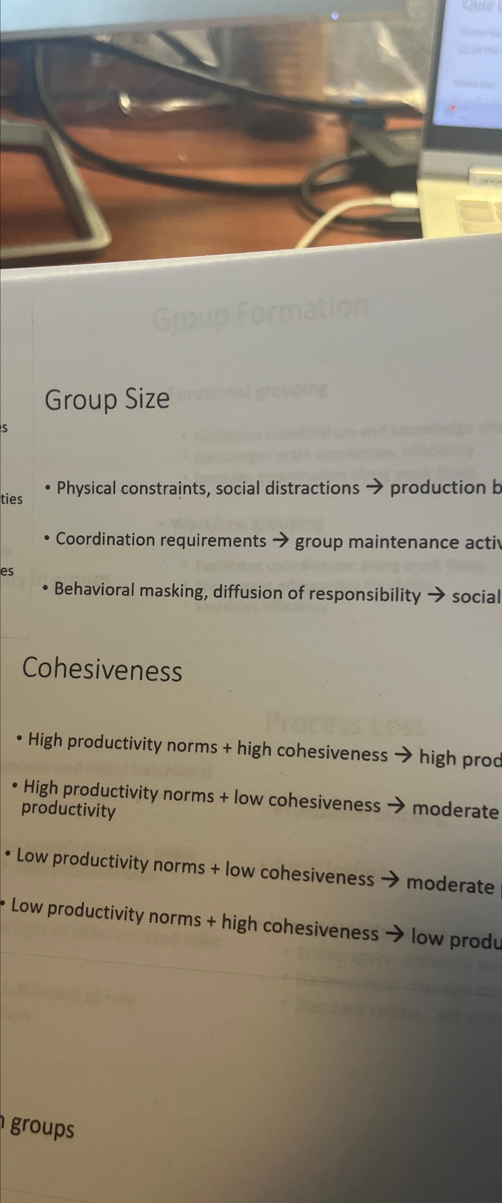 Solved Group SizePhysical constraints, social distractions → | Chegg.com
