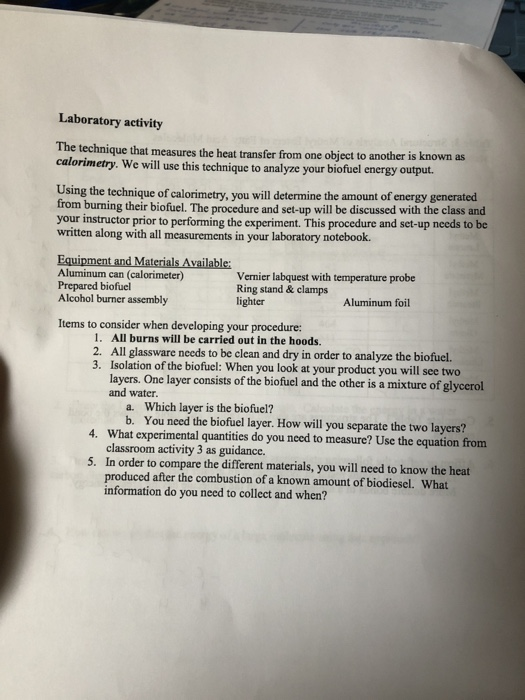 Solved Laboratory activity The technique that measures the | Chegg.com