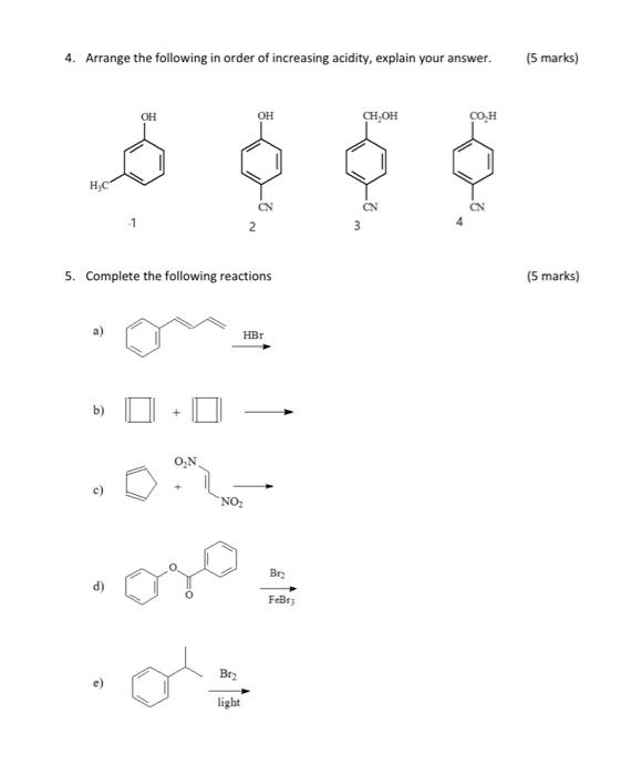 4. Arrange the following in order of increasing | Chegg.com