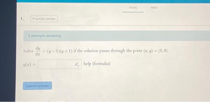 Solved 1. Practice similar 5 attempts remaining. y(x) = dy | Chegg.com