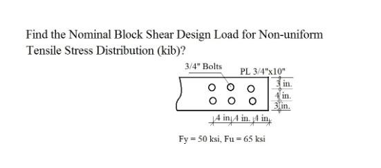 Solved Find the Nominal Block Shear Design Load for | Chegg.com