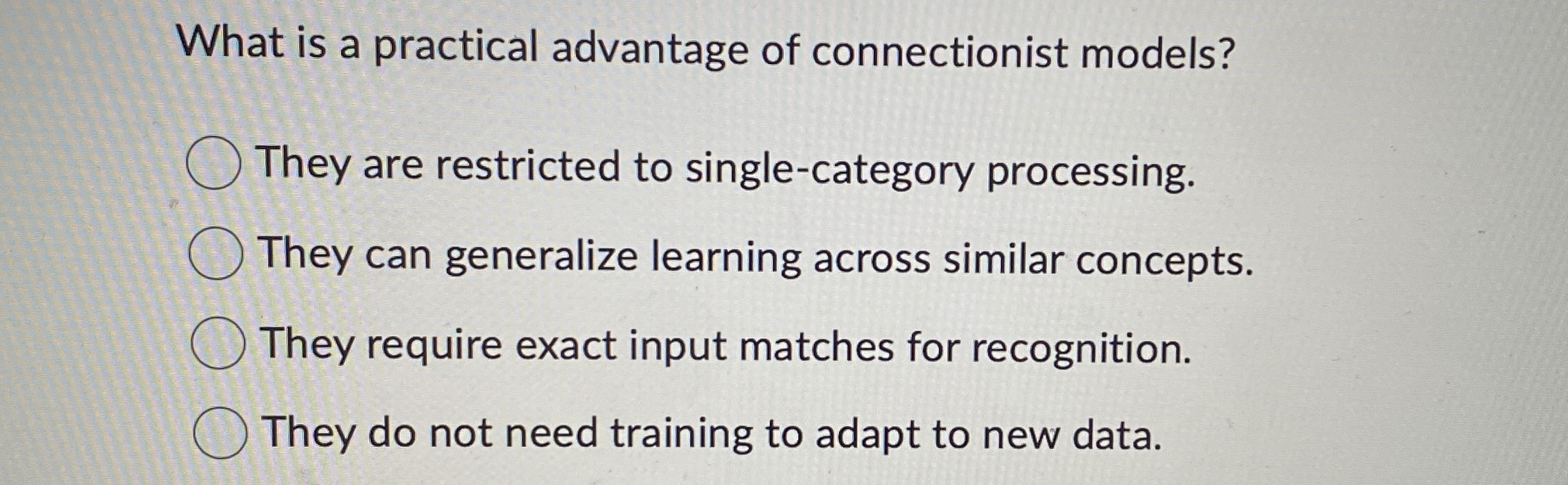 Solved What is a practical advantage of connectionist | Chegg.com