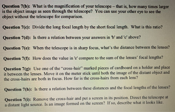 Question 7(b): What is the magnification of your | Chegg.com