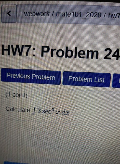Solved webwork / mate1b1 2020 / hw HW7: Problem 24 Previous | Chegg.com