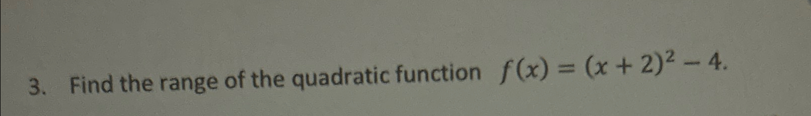 Solved Find the range of the quadratic function | Chegg.com