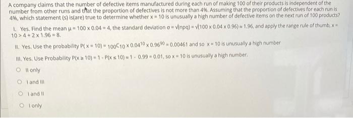 Solved A company claims that the number of defective items | Chegg.com