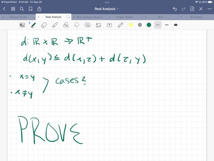 d:RxR→R+ d(x,y)≤d(x,z)+d(z,y) x=y>cases? | Chegg.com