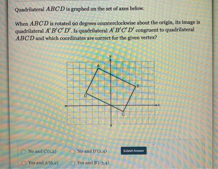 Solved Quadrilateral ABCD is graphed on the set of axes | Chegg.com