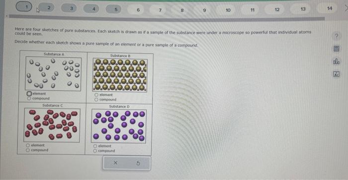 Solved Here are four sketches of pure substances. Each | Chegg.com