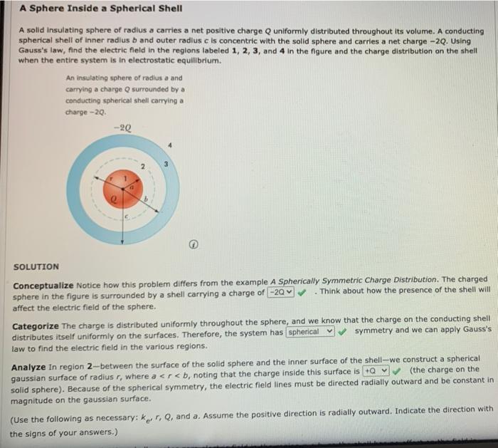 Solved A Sphere Inside a Spherical Shell A solid Insulating | Chegg.com
