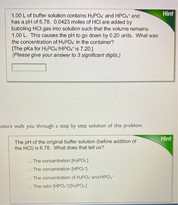 Solved Hint 1.00 L of buffer solution contains H2PO4 and | Chegg.com