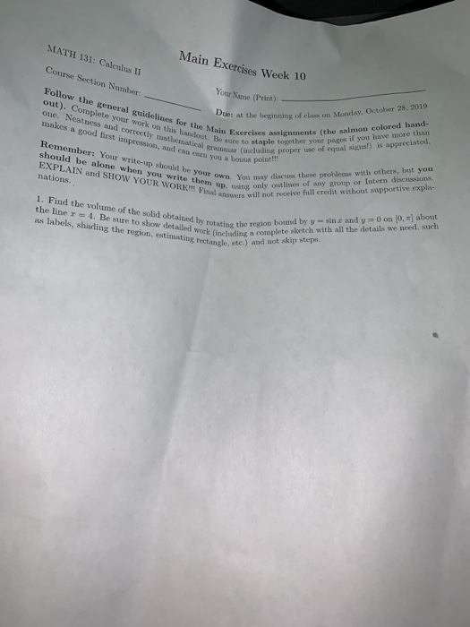 Solved MATH 131: Calculas 11 Course Section Number: Main | Chegg.com