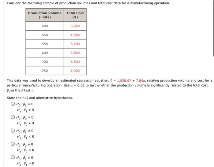 Solved Consider the following sample of production volumes | Chegg.com