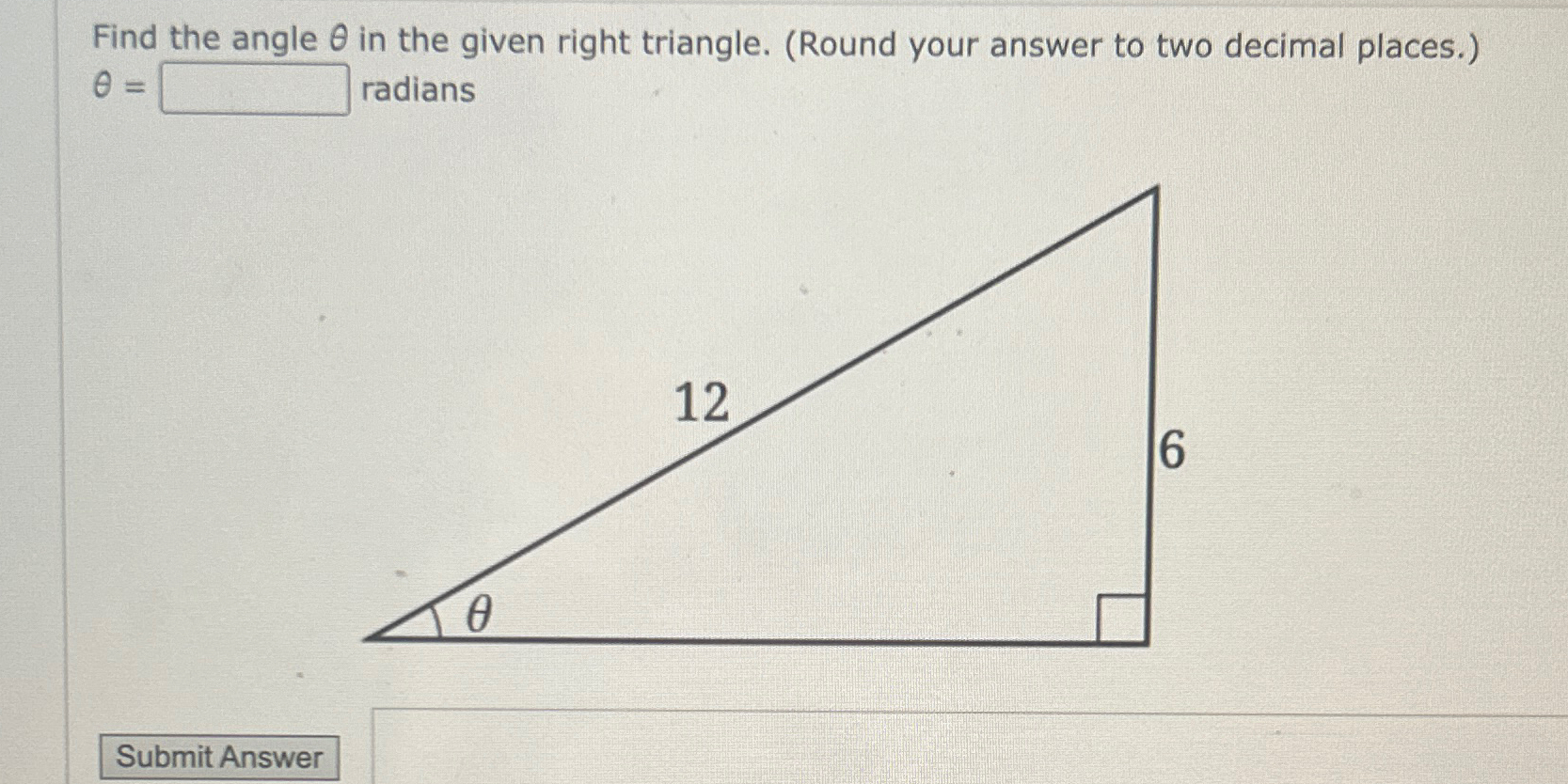Solved Find the angle θ ﻿in the given right triangle. (Round | Chegg.com