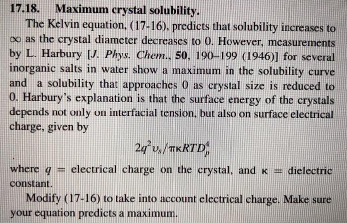 The relationship between solubility and crystal size | Chegg.com