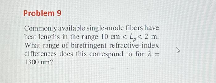 Solved Problem 9 Commonly available single-mode fibers have | Chegg.com