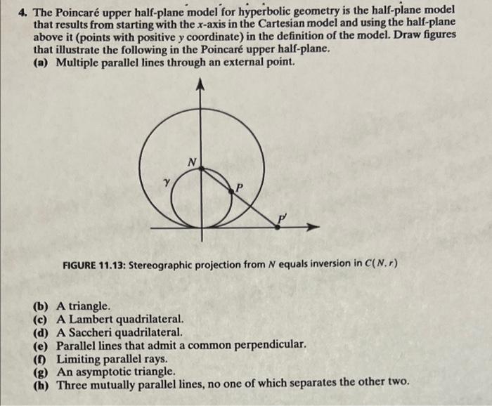 4. The Poincaré upper half-plane model for hyperbolic | Chegg.com