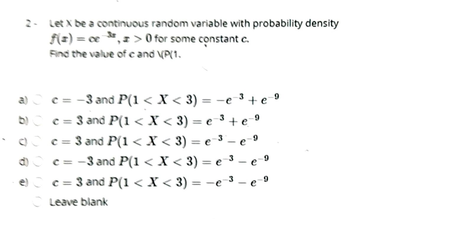 Solved Let x be a continuous random variable with | Chegg.com