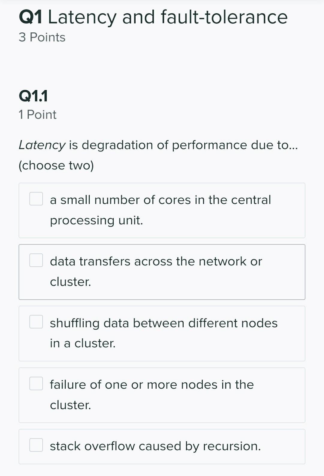 Solved Q1 Latency and fault-tolerance 3 Points Q1.1 1 Point | Chegg.com
