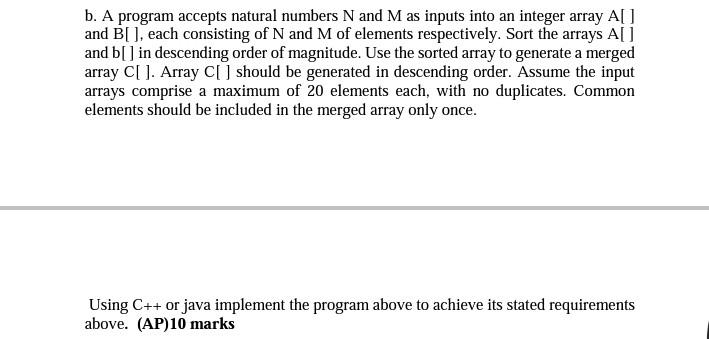 Solved b. A program accepts natural numbers N and M as | Chegg.com