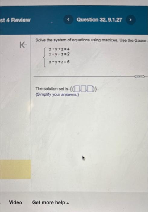 Solved Solve the system of equations using matrices. Use the | Chegg.com