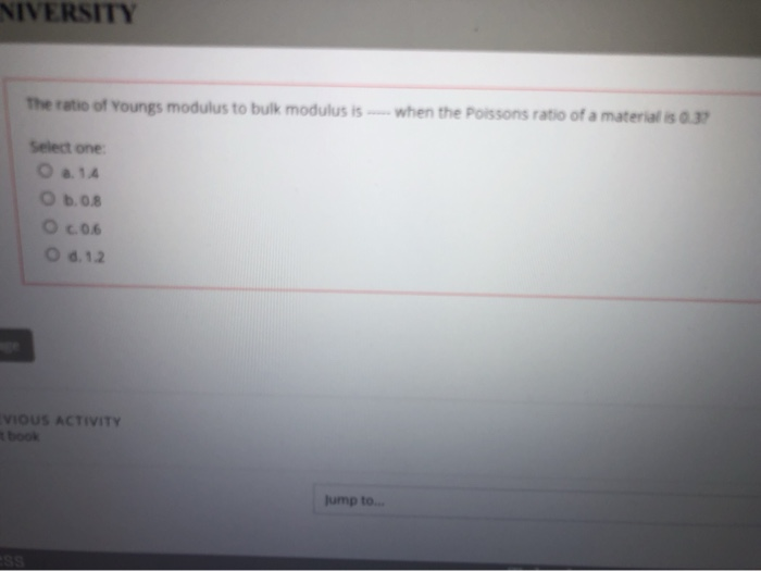 Solved NIVERSITY The ratio of Youngs modulus to bulk modulus | Chegg.com