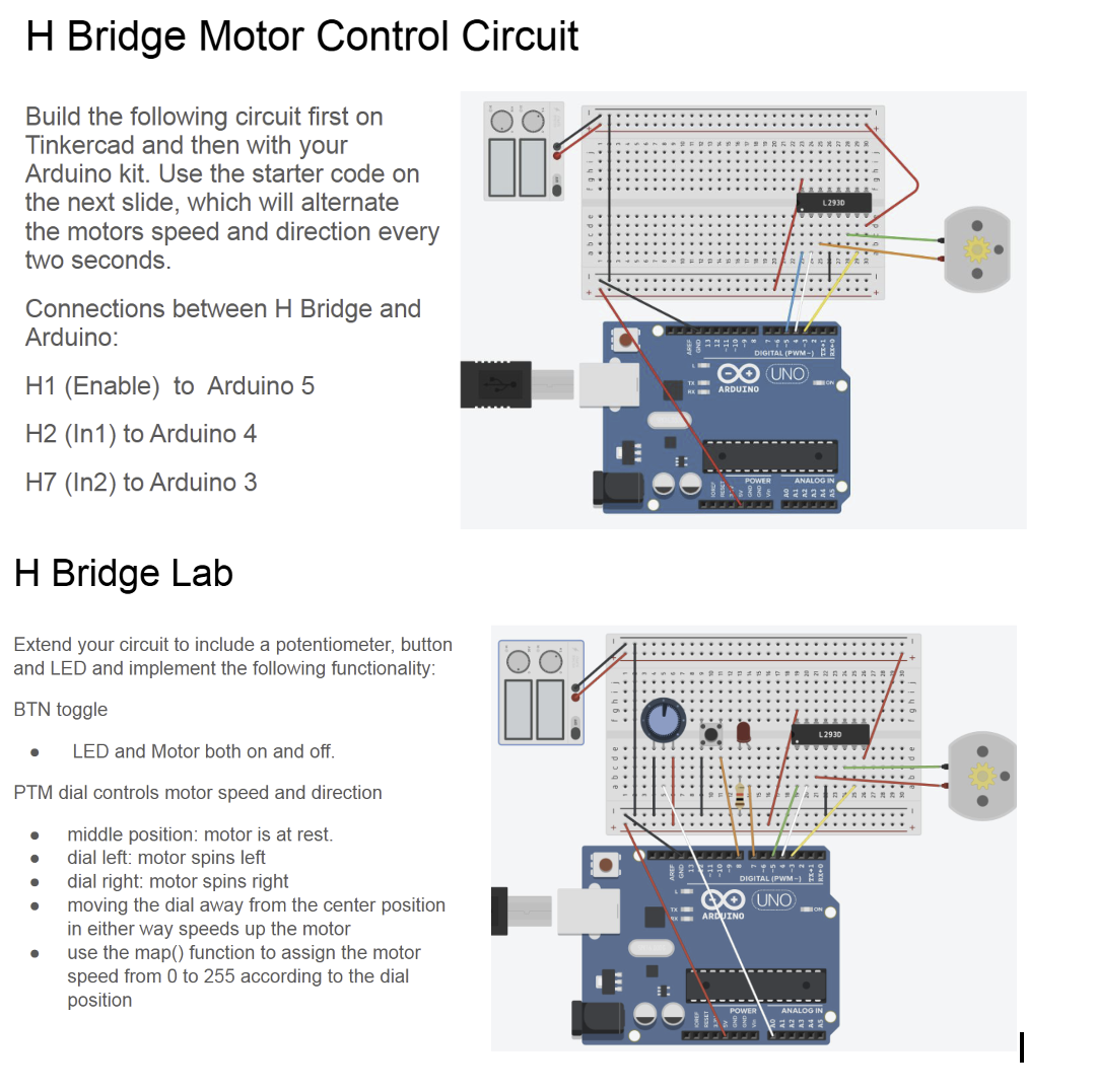 Solved I just need the code. H Bridge Motor Control | Chegg.com