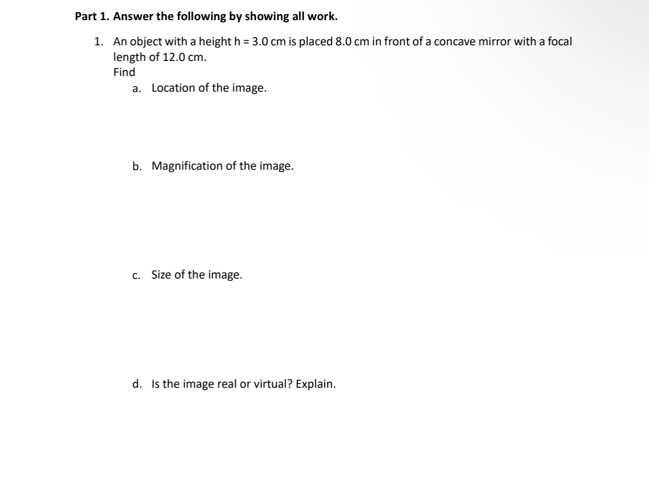 Solved Part 1. ﻿Answer the following by showing all work.An | Chegg.com