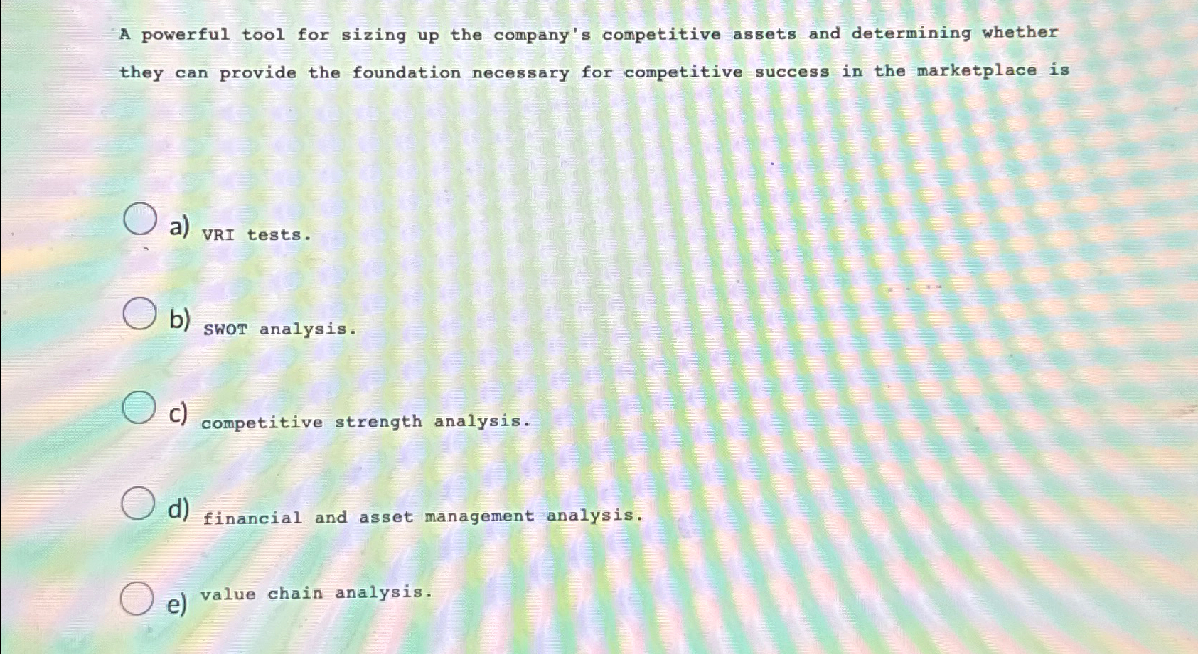 Solved A powerful tool for sizing up the company's | Chegg.com