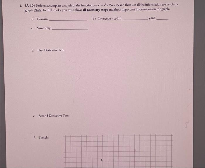Solved 4. {A-10} Perform a complete analysis of the function | Chegg.com