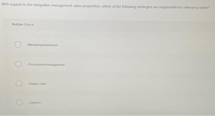 Solved With regards to the integrative management value | Chegg.com