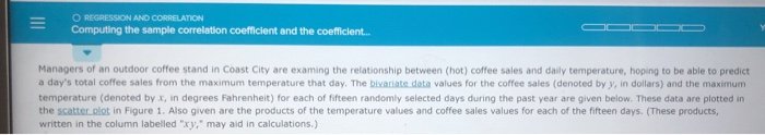 Solved = O REGRESSION AND CORRELATION Computing the sample | Chegg.com