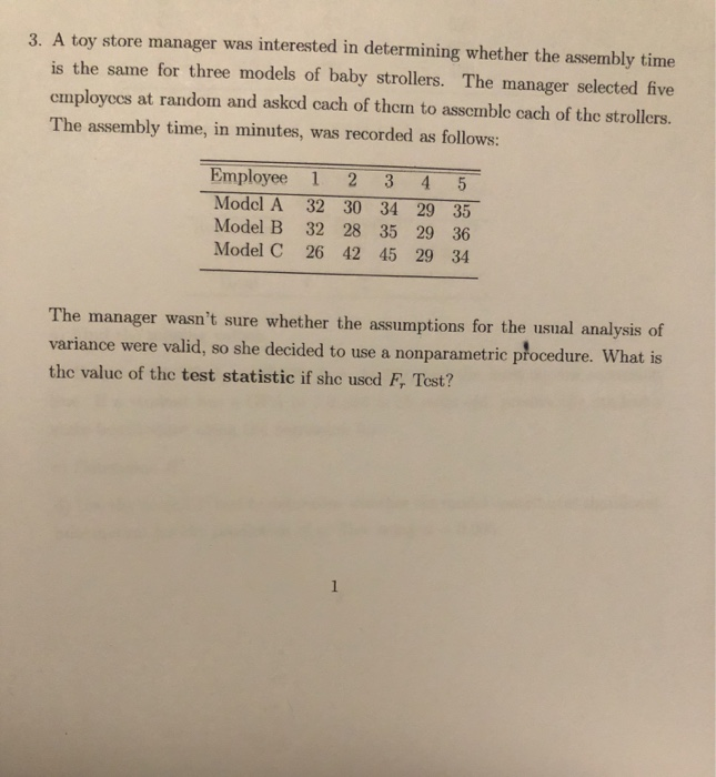 Solved 3. A toy store manager was interested in determining | Chegg.com