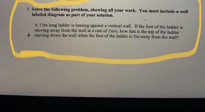 Solved 5. Solve the following problem, showing all your | Chegg.com