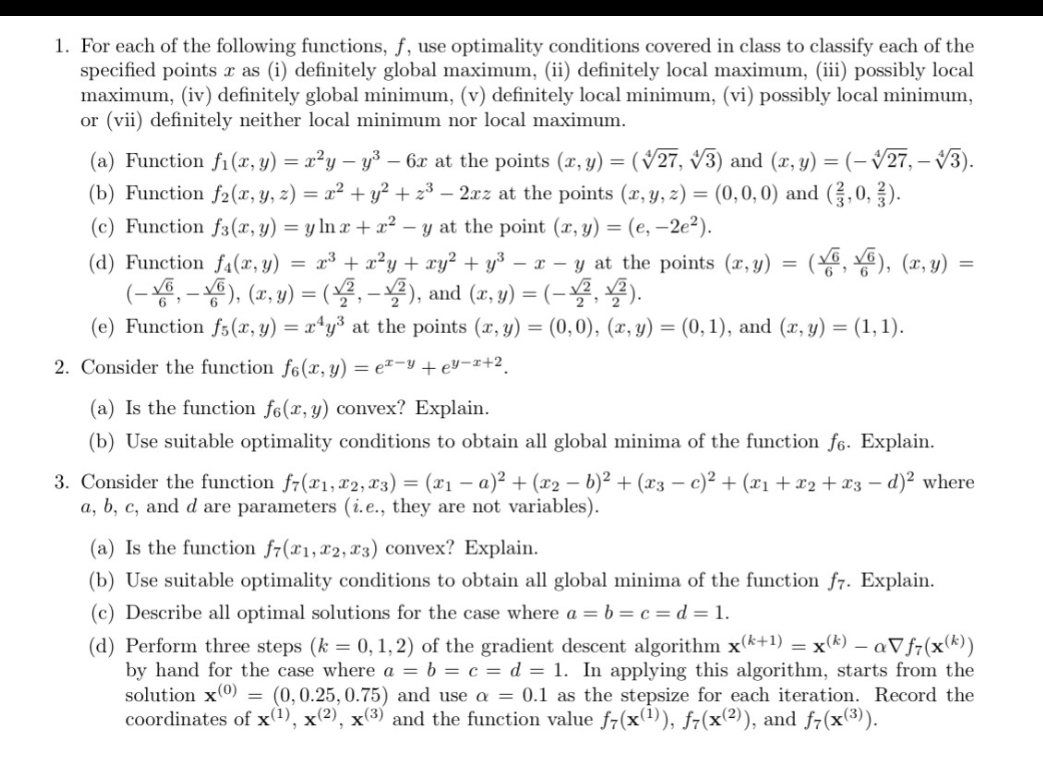 Solved For each of the following functions, f, ﻿use | Chegg.com