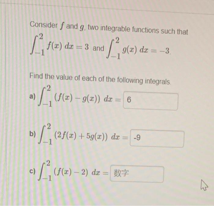 Solved Consider f and g, two integrable functions such that | Chegg.com