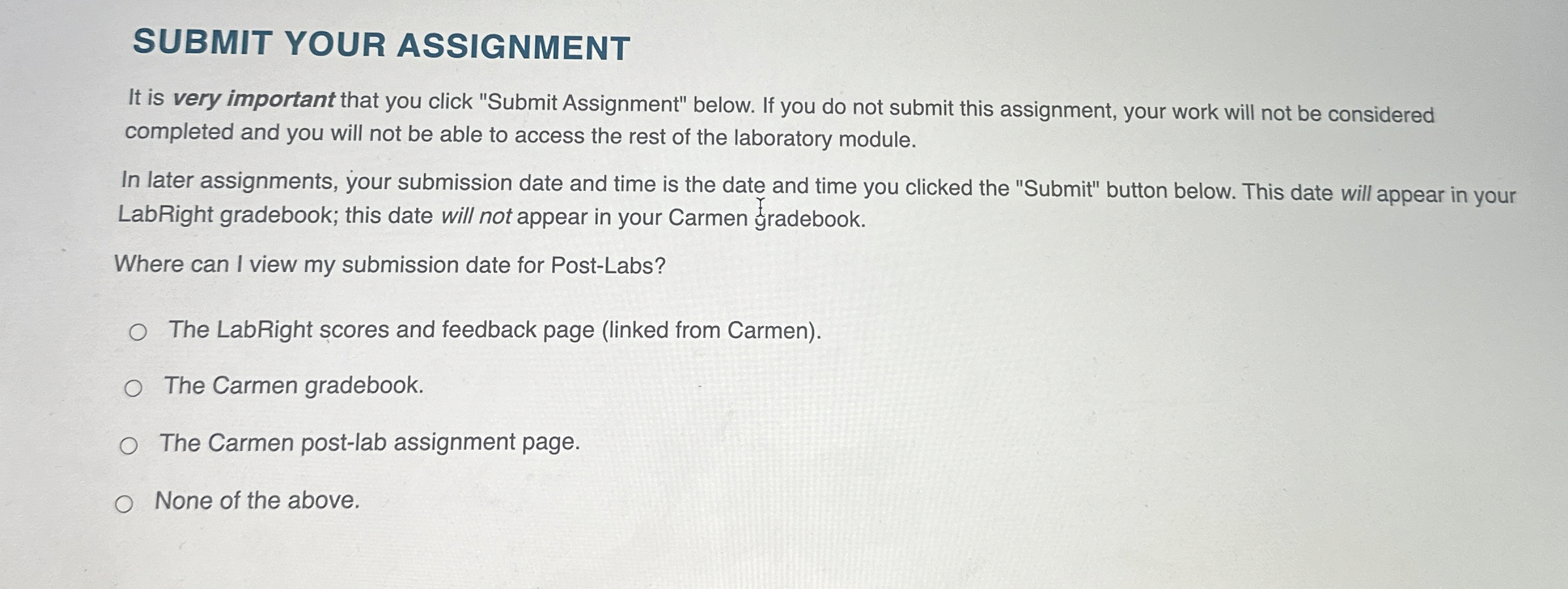 Solved SUBMIT YOUR ASSIGNMENTIt is very important that you | Chegg.com