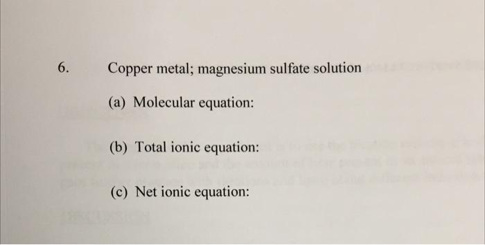 Solved Write the molecular, total ionic, and net ionic | Chegg.com