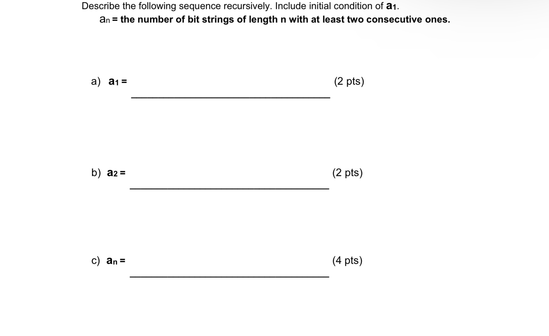 Solved Describe The Following Sequence Recursively Include 