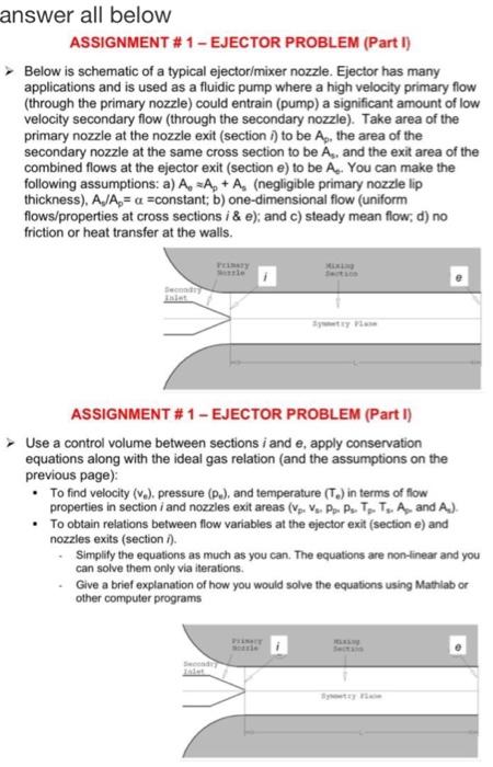 Solved answer all below ASSIGNMENT# 1 - EJECTOR PROBLEM | Chegg.com