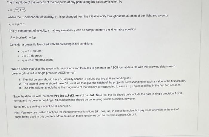 Solved M5: Programming Assignment 2 Consider the motion of | Chegg.com