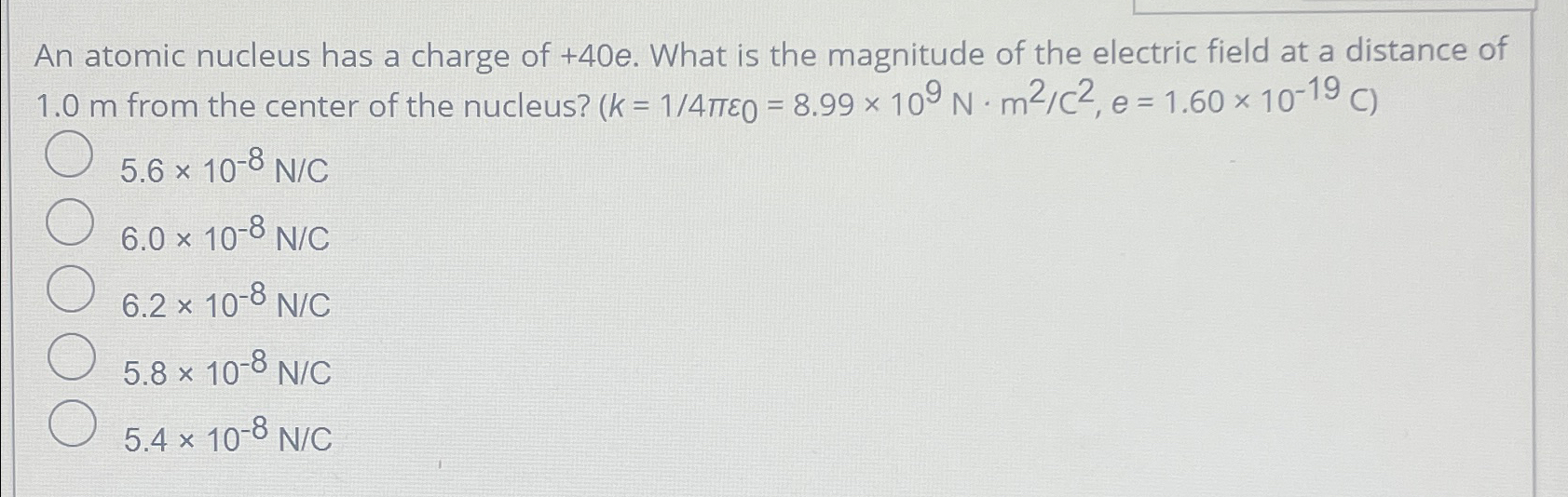 Solved An atomic nucleus has a charge of +40e. What is the | Chegg.com