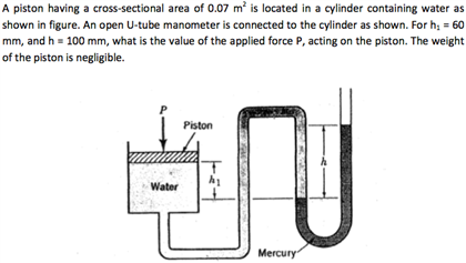 Solved A piston having a cross-sectional area of 0.07 m2 is | Chegg.com