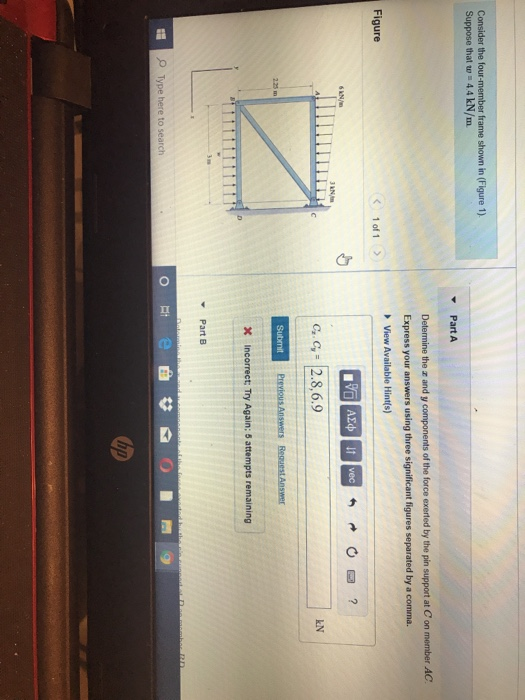 Solved Consider the four-member frame shown in (Figure 1) | Chegg.com