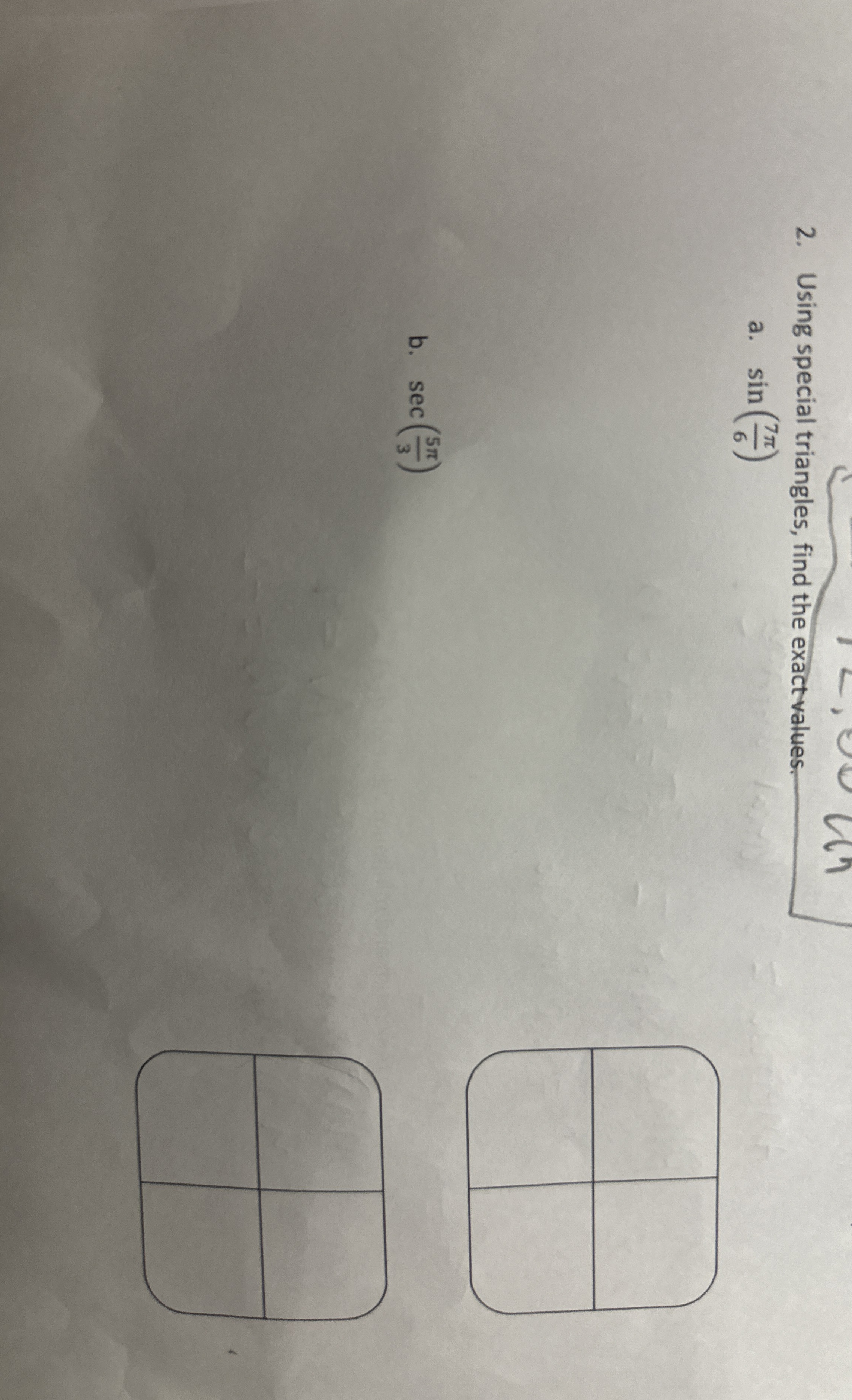 Solved Using special triangles, find the exact | Chegg.com