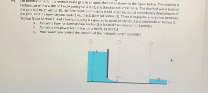 Solved (10 points) Consider the vertical sluice gate in an | Chegg.com