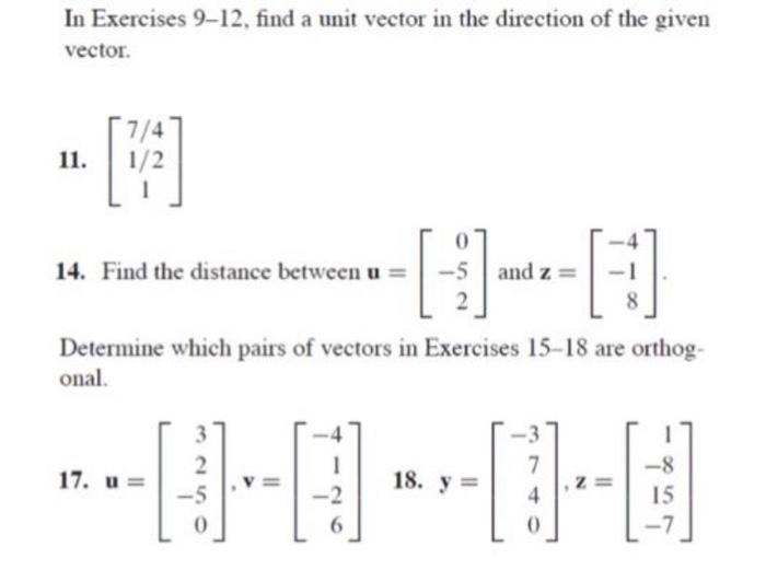 Solved In Exercises 9-12, find a unit vector in the | Chegg.com