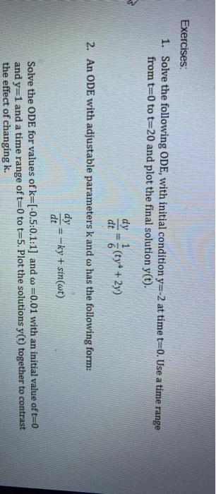 Solved Exercises: 1. Solve the following ODE, with initial | Chegg.com