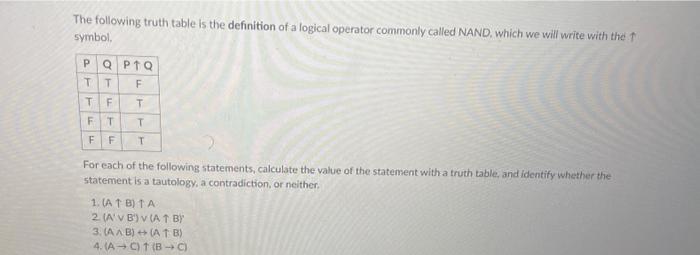 Solved The following truth table is the definition of a | Chegg.com
